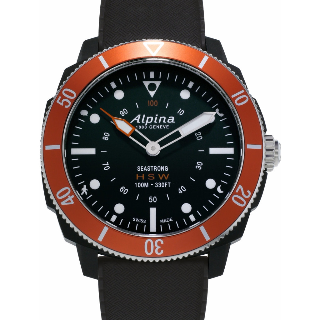 Alpina Seastrong Horological Hybrid Zwart/Oranje | OfficieleHoesjes.nl